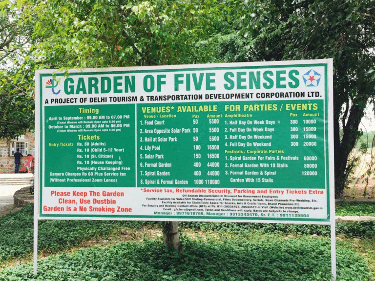 Garden of Five Senses Delhi Timings, Entry Fee, Location & Nearest Metro